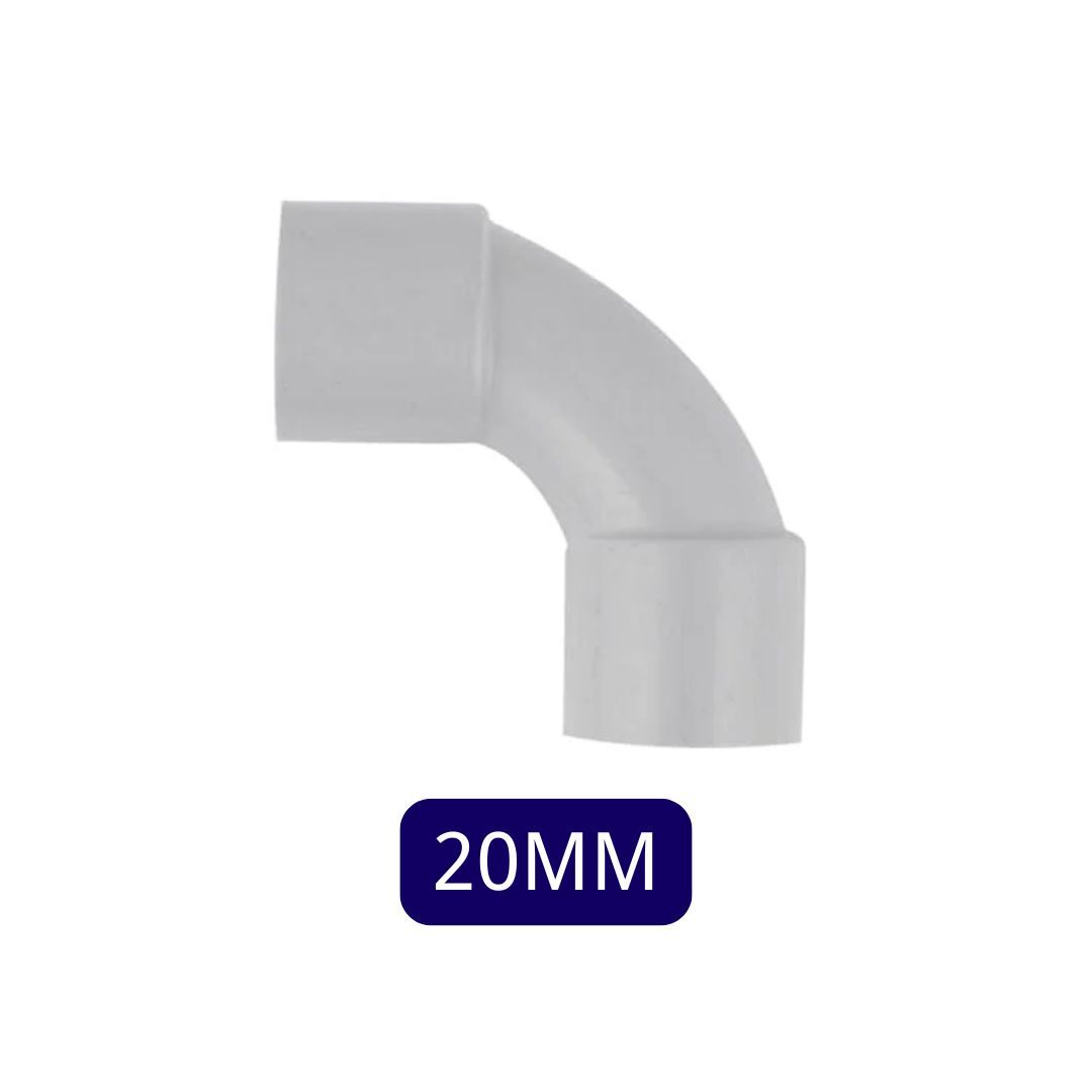 20mm Conduit Elbow Bend, PVC, ea