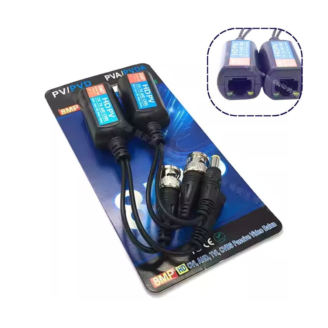 Video Balun, BNC and DC Power to RJ45, 1 Pair
