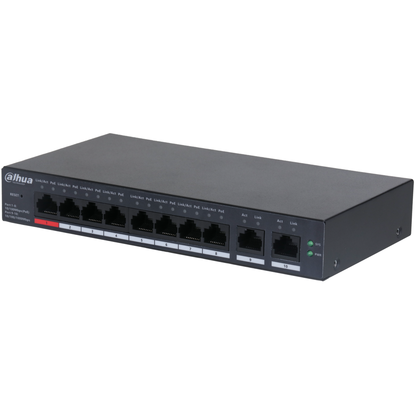 Dahua 10-Port Cloud Managed Desktop Switch with 8-Port PoE